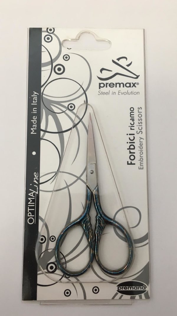 Premax® 3 1/2" Teal Handle Lions Tail Embroidery Scissors - Needle Nook