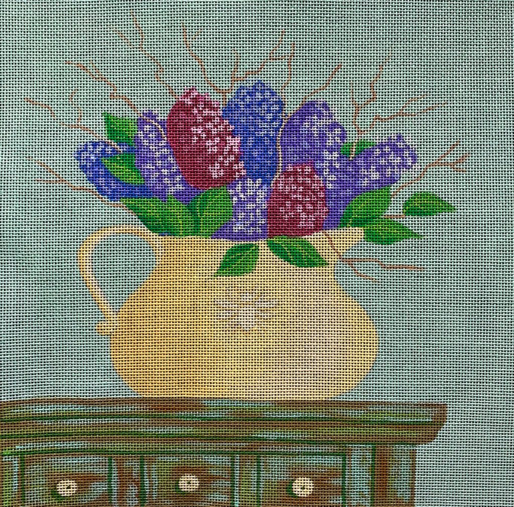 Vallerie Needlepoint Gallery - Lilac Flower Pot - Needle Nook