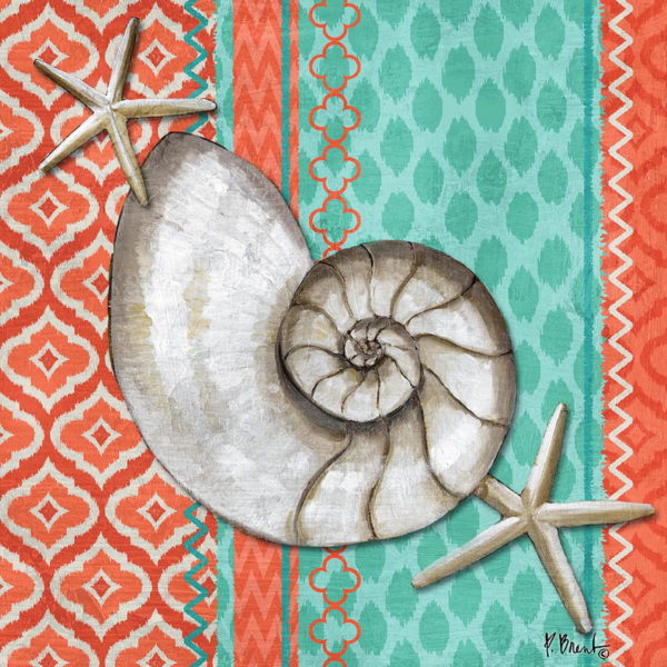 The Collection Designs - Santa Cruz Shells I Aqua - Needle Nook