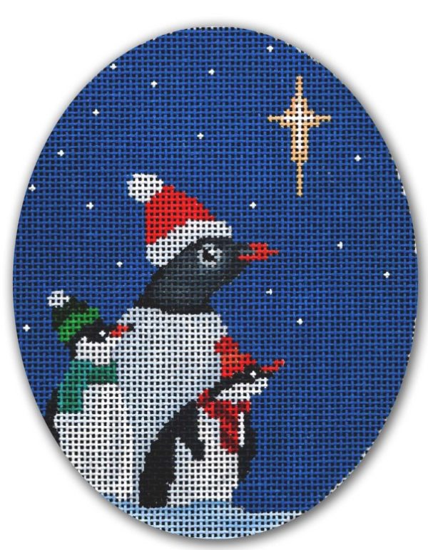 Scott Church Needlepoint - Penguins w/North Star - Needle Nook