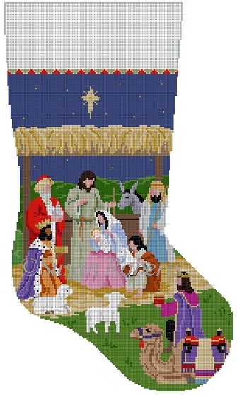 Susan Roberts Needlepoint - Nativity Stable Stocking II - Needle Nook
