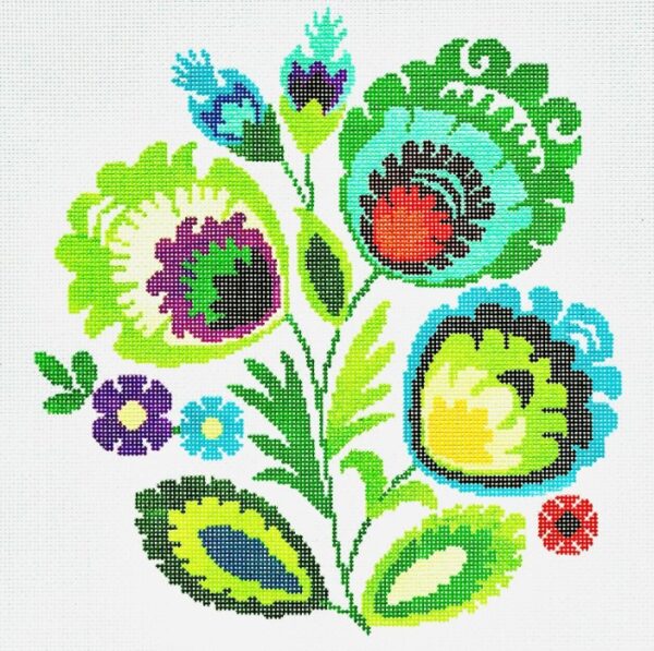 KCN Designers - Polish Folk Design - Green Flower - Needle Nook