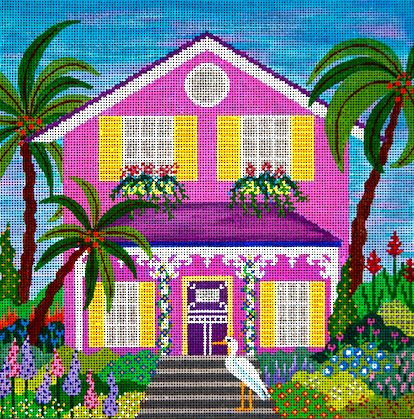 JP Needlepoint - Pink Beach Bungalow - Needle Nook