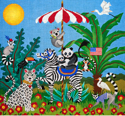 JP Needlepoint - Black and White Fantasy Circus - Needle Nook